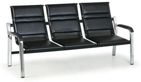 Kožená sedací souprava s kovovou konstrukcí SOLID II, 3 místa, černá