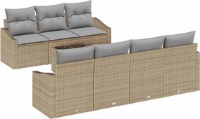 Set pohovek 8 ks Béžová a Světle šedá polyratan 3346630