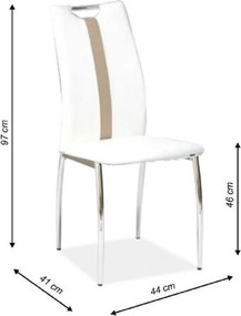Židle, bílá / béžová ekokůže + chrom nohy, SIGNA