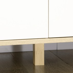 HOMCOM 6 zásuvková komoda v severském stylu s dřevěnými nohami, úložná jednotka pro ložnici a obývací pokoj, 120 x 40 x 76 cm, dřevo a bílá