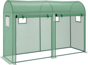 Fóliový skleník Outsunny Skleník na rajčata 300 x 100 x 200 cm se 4 okny a 2 dveřmi z PE plastu a oceli, ideální pro zahradu a zahradní centrum