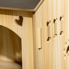 PawHut dřevěná bouda pro psy malý domek pro zvířata s větracími otvory 69 x 50 x 58,5 cm, psí bouda se střechou, vnitřní MDF dub černý