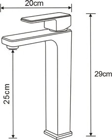 Mexen Cetus vysoká umyvadlová baterie, černá, 744310-70