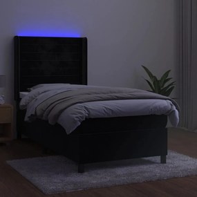 Box spring postel s matrací a LED černá 80 x 200 cm samet 3139591