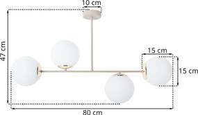 Stropní svítidlo Florence, 4x bílé skleněné stínítko, g/be, n
