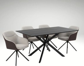 Vikio Jídelní set pro 4 osoby 180x90 cm černý, krémová látka VJS208-4K