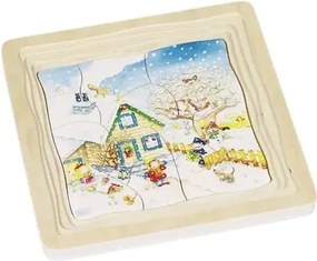 GOKI Vývojové dřevěné puzzle Roční období / od 3 let