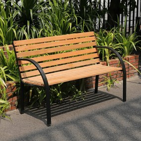 Zahradní lavička LACEA ocel černá, dřevo přírodní