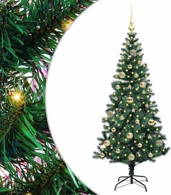 Umělý osvětlený vánoční stromeček Zelená 150 cm PVC a kov 3396753