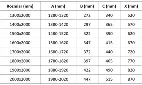 Mexen Exo, 2-křídlé posuvné 130x200 cm, 6mm čiré sklo, černý profil, 8152-130-000-70-00