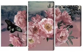Vícedílný obraz Kytice Květin A Motýl Nedostatek Nedostatek Plátno Canvas 150x100