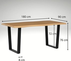 Vikio Jídelní set pro 8 osob 180x90 cm dub noha U černá židle VJS158-8C-S