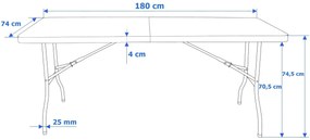 Cateringový stůl RATTAN 180 cm černý