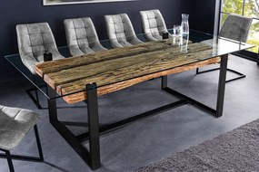 Designový skleněný jídelní stůl Barracuda Teak 220cm