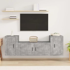 3dílný set TV skříněk betonově šedý kompozitní dřevo 3188514
