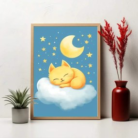 Plakát - Kočička na Měsíčním Obláčku