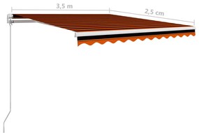 vidaXL Ručně zatahovací markýza 350 x 250 cm oranžovo-hnědá