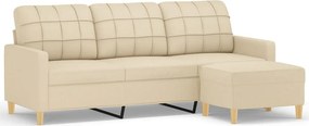 3místná pohovka s podnožkou krémová 180 cm textil 3201003