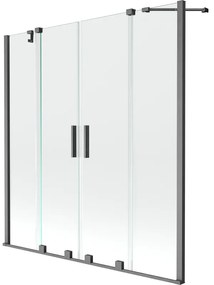 Mexen Velar Duo, 2-křídlová posuvná vanová zástěna 150 x 150 cm, 8mm čiré sklo, grafitový matný profil, 896-150-000-02-66