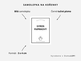 GYROS PAPRIKOVÝ - Samolepka na kořenky 3 x 4 cm - DomaLEP varianta: PRŮHLEDNÁ - tučné písmo