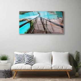 Obraz na skle Schody Jezero Architektura 125x50 cm