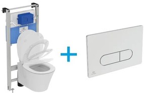 Ideal Standard Connect Air WC Set - Závěsné WC AQUABLADE s instalačním systémem ProSys, ovládací tlačítko chrom, sedátko se SoftClose