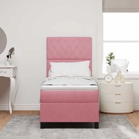 Postel s boxspringem s matrací s čelo Růžová 80 x 200 cm samet 3339733