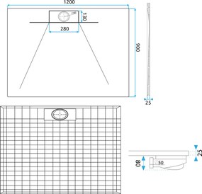 Rea, Sprchová vanička REA Bazalt long 90x120 - černá, REA-K3904
