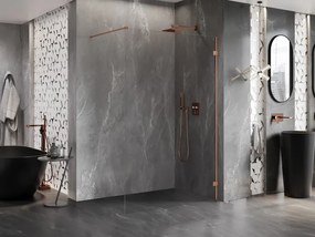 Mexen Lunar sprchová stěna pravá 130 x 200 cm, 8mm čiré sklo, měděná matná, 830-130-000-65-00-P