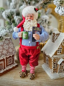 Vánoční dekorace taťka Santa Claus v papučích - 16*8*28 cm