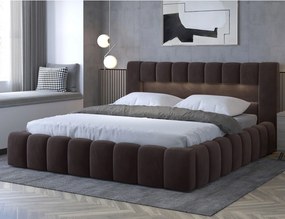 Eltap Čalouněná postel Lamica s úložným prostorem - dřevo Materiál a barva potahu: Monolith 63 - růžová, Rozměry (cm): 140x200