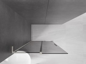 Mexen Velar L, posuvná sprchová zástěna Walk-in 110 x 200 cm, 8mm šedé sklo, broušená ocel, 871-110-003-43-97