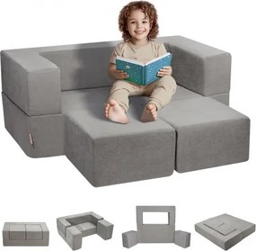 Modulární dětská pohovka na hraní 4ks DIY kreativní dětská dělená pohovka tmavě šedá