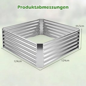 Costway Vyvýšený záhon kovový obdélníkový květináč – 124 × 124 × 44,5 cm