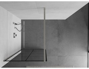 Mexen Kioto, sprchová zástěna Walk-In 90 x 200 cm, 8mm čiré sklo černý vzor, ​​broušená ocel profil, 800-090-101-97-77
