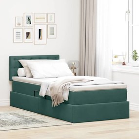 Postel s úložným prostorem Tmavě zelená 100 x 200 cm samet 3370860