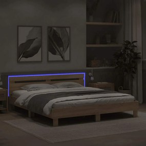 Rám postele s čelem a LED osvětlením dub sonoma 160 x 200 cm 3207534