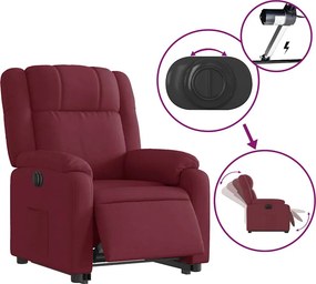 Elektrické zvedací polohovací křeslo vínové textil 3205229