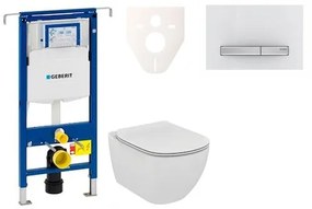 Cenově zvýhodněný závěsný WC set Geberit do lehkých stěn / předstěnová montáž+ WC Ideal Standard Tesi 111.355.00.5NE8