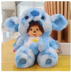 Panenka Monchhichi (mončičák) v kostýmu pohádkové postavy Varianta: Light Blue Stitch