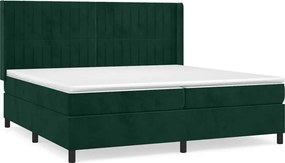 Box spring postel s matrací tmavě zelená 200x200 cm samet 3132822