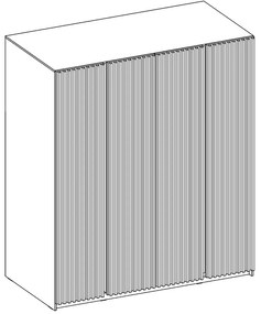 Šatní skříň KAJA 4LAM | 200 cm | bez zrcadla | VYSOKÁ | evoke/černá + lamely
