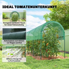 Outsunny zimní tunelový skleník s obloukovou střechou — ocelový rám a zemní kotvy, zasouvací otevřený tunel, 400 × 120 × 170 cm, zelený