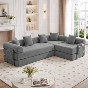 Aosom Pohodlná rodinná pohovka s úložným prostorem, volně kombinovatelná, 270D x 180Š x 64V cm, tmavě šedá