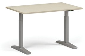 Výškově nastavitelný stůl, elektrický, 675-1325 mm, deska 1200x800 mm, šedá podnož, bílá