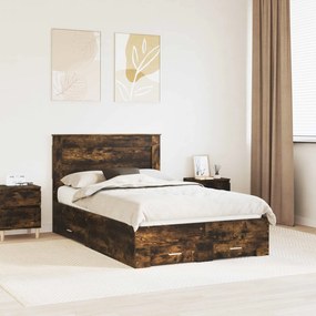 Rám postele s čelo Kouřový dub 135 x 190 cm Kompozitní dřevo 3410330