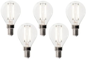 Sada 5 stmívatelných LED žárovek E14 P45 čiré sklo 3W 350 lm 3000K
