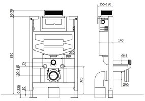 Mexen Fenix XS-U, podomítkový modul a závěsné WC Teo, černá matná, 6853385XX85