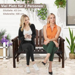 Costway 2-sedák zahradní lavice z masivního dřeva loveseat se šikmým opěradlem