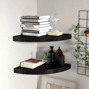 323920 Floating Corner Shelves 2 pcs Black 35x35x3,8 cm MDF